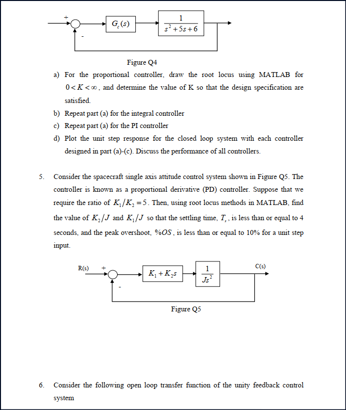 Solved 1 Using Matlab Obtain The Root Locus For The 