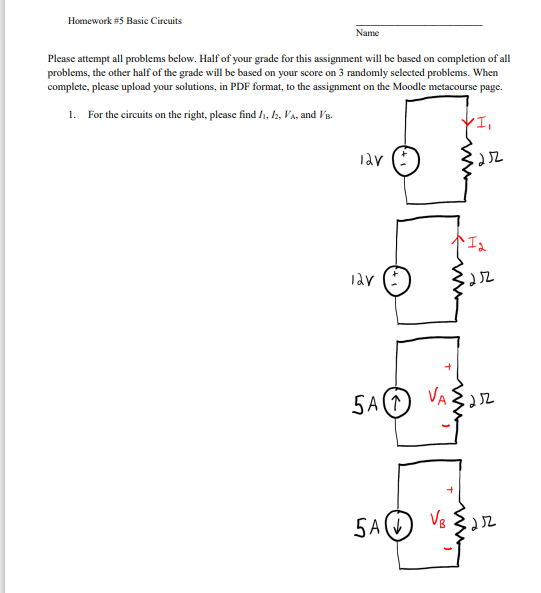 Solved Homework #5 Basic Circuits Name Please attempt all | Chegg.com