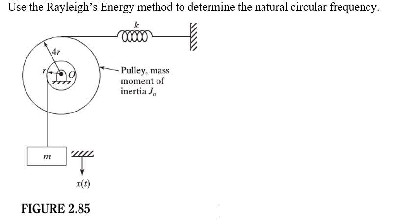 Solved Use the Rayleigh’s Energy method to determine the | Chegg.com