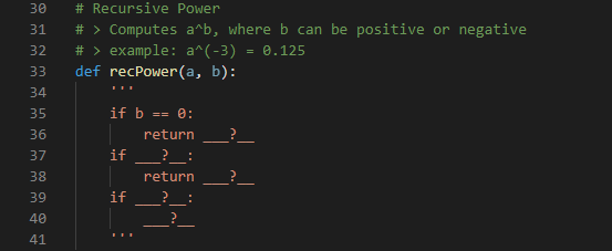 Solved [PYTHON] Using recursion modify only the __?__ | Chegg.com