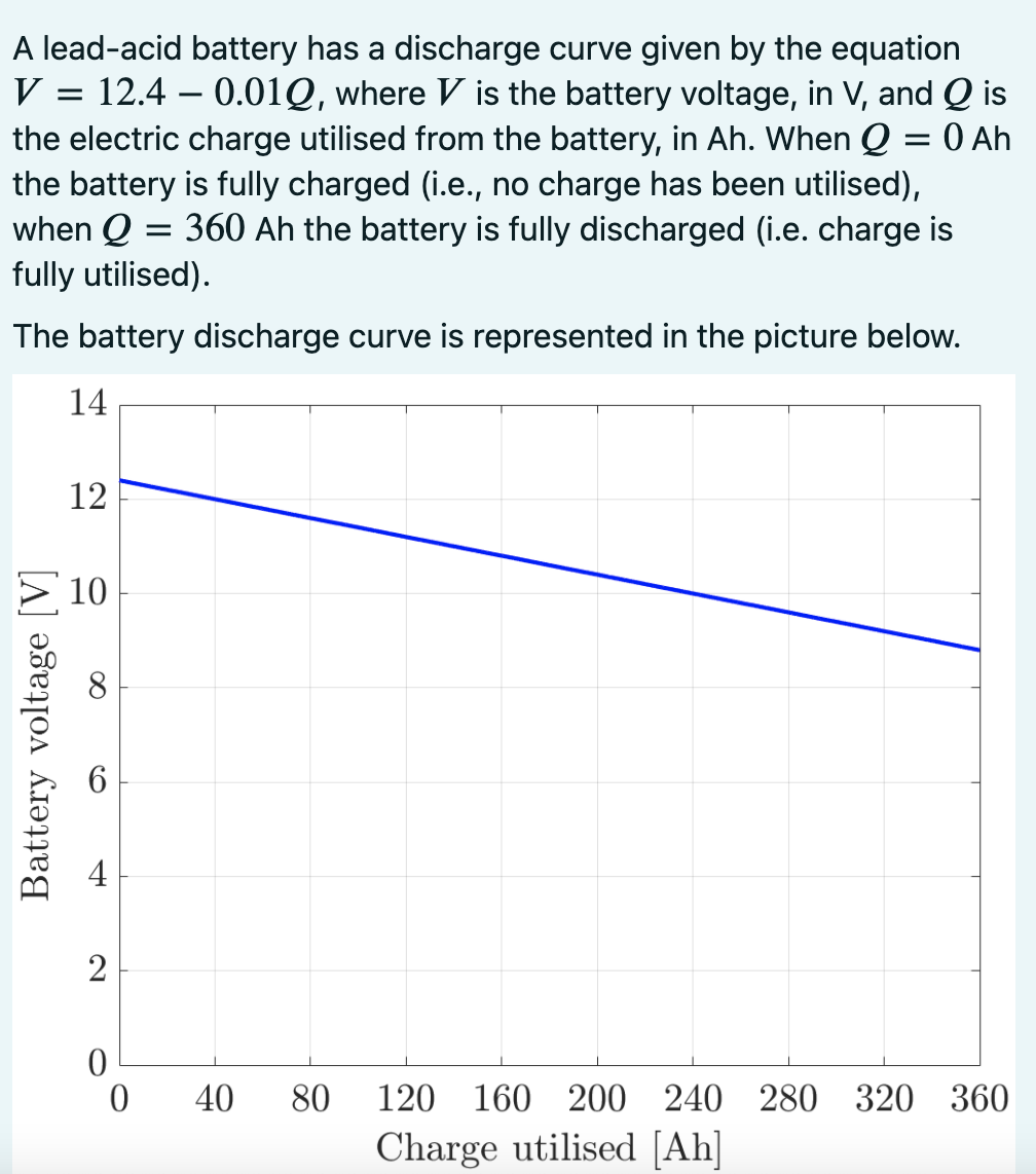 Solved = - A lead-acid battery has a discharge curve given | Chegg.com