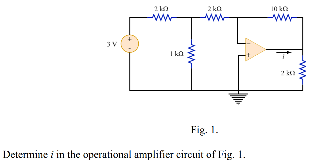 Solved Fig. 1. Determine i in the operational amplifier | Chegg.com