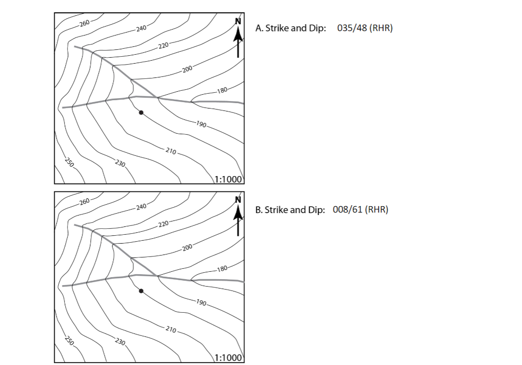 Solved Construct structure contours and draw the outcrop | Chegg.com