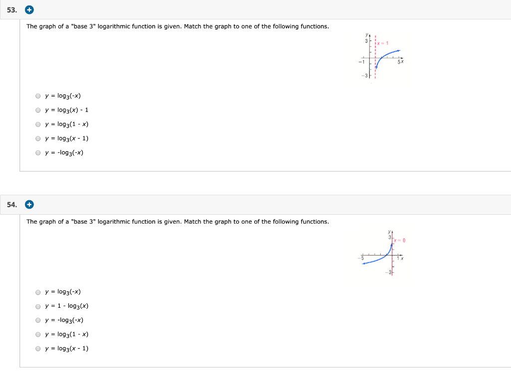 Solved 53 The graph of a "base 3" logarithmic function is | Chegg.com