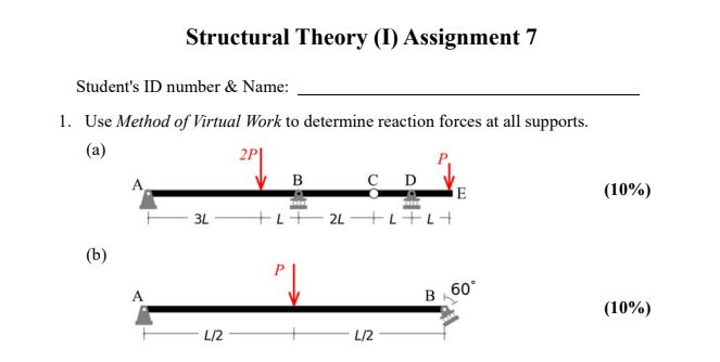 Solved Structural Theory (1) Assignment 7 Student's ID | Chegg.com