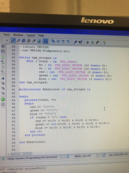 Change this VHDL stripes code to output checkerboard | Chegg.com