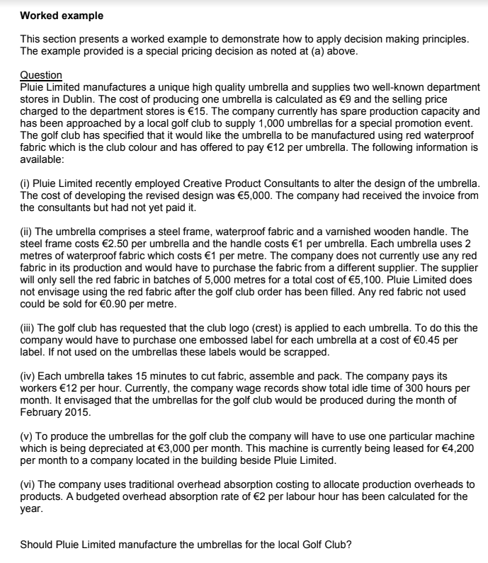 Solved Worked example This section presents a worked example | Chegg.com