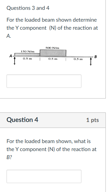 Solved Questions 3 ﻿and 4For the loaded beam shown | Chegg.com