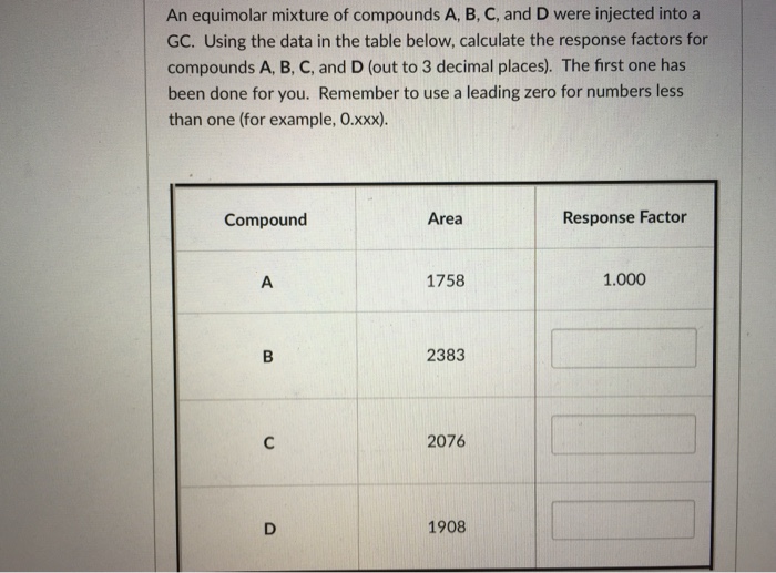 Solved An equimolar mixture of compounds A, B, C, and D were | Chegg.com