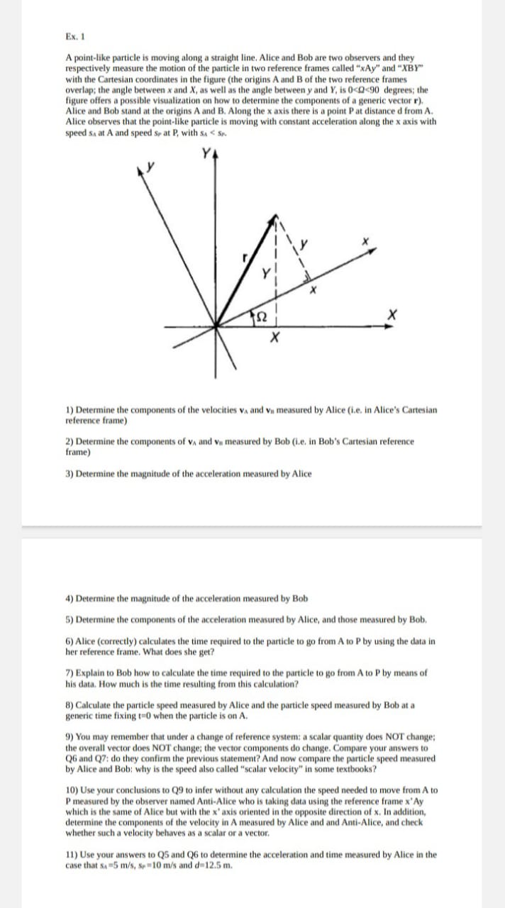 Solved Ex. 1 A point-like particle is moving along a | Chegg.com