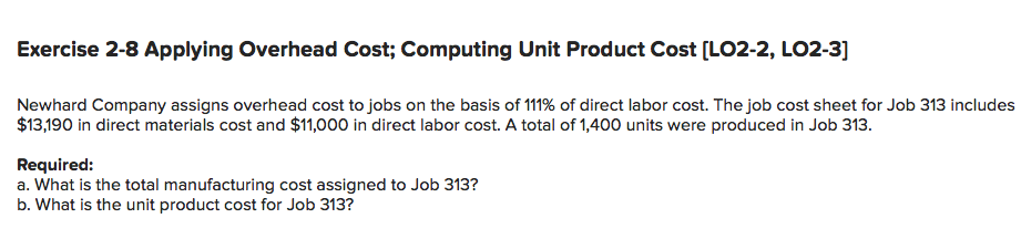 Solved Exercise 2-8 Applying Overhead Cost; Computing Unit | Chegg.com