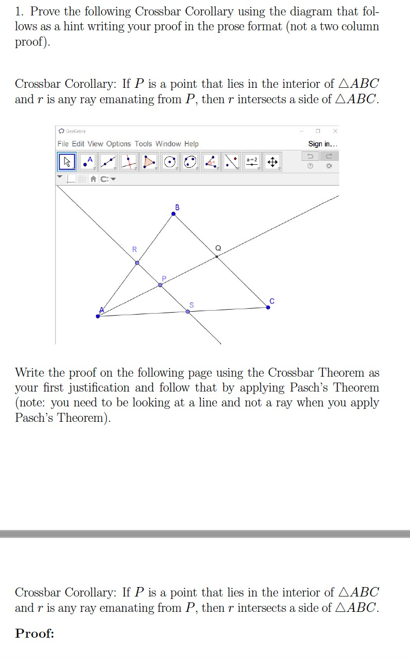 1. Prove the following Crossbar Corollary using the | Chegg.com