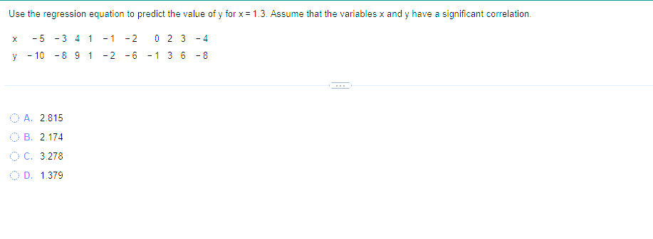 Solved Use the regression equation to predict the value of y | Chegg.com