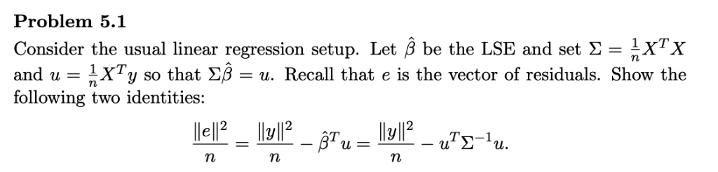 Solved Problem 5.1 Consider the usual linear regression | Chegg.com