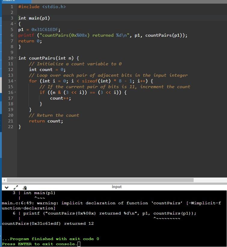Solved Need to get the code above to print 3 pairs of 1s, | Chegg.com