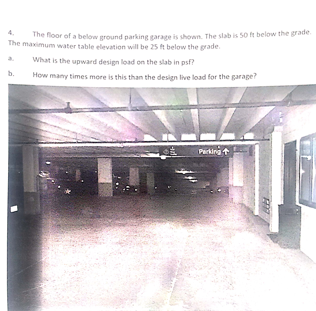 4. The floor of a below ground parking ga a below | Chegg.com