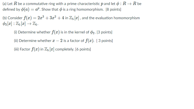 Solved (a) Let R be a commutative ring with a prime | Chegg.com