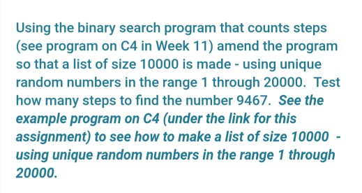 Solved Using the binary search program that counts steps | Chegg.com