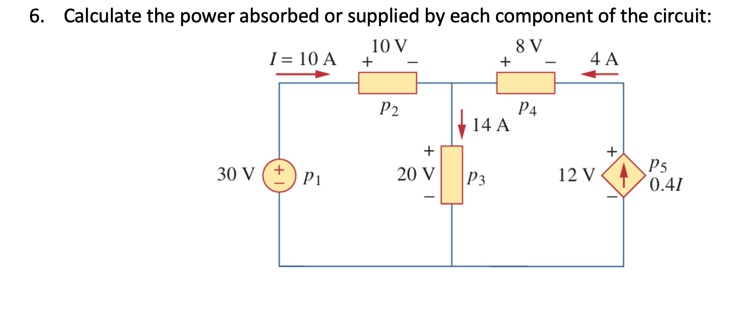 Solved Calculate the power absorbed or supplied by each | Chegg.com
