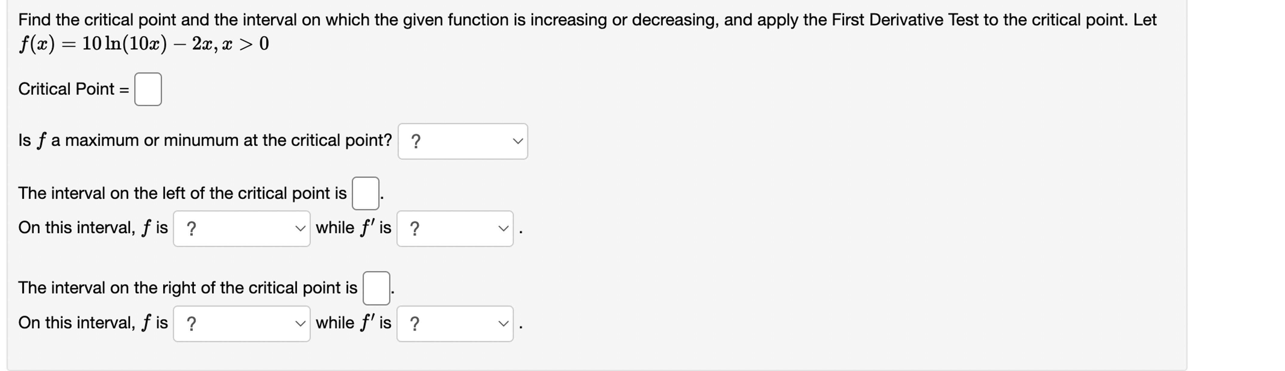 Solved Find the critical point and the interval on which the | Chegg.com