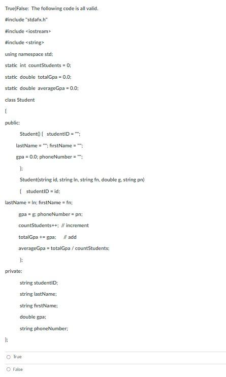 Solved True False: An abstract data type (ADT) is a data | Chegg.com