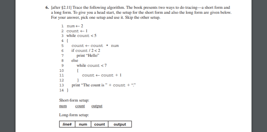 Solved 6. (after 32.11] Trace the following algorithm. The | Chegg.com