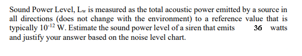 Solved Sound Power Level, Lw is measured as the total | Chegg.com