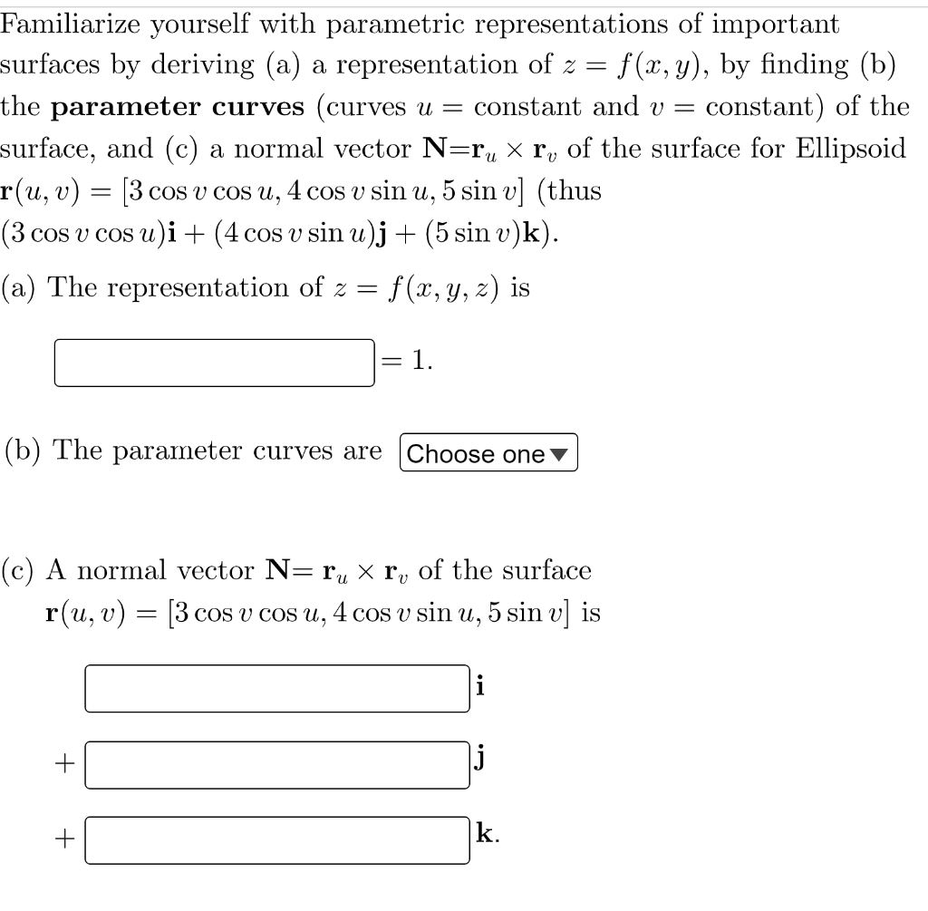 Solved Familiarize yourself with parametric representations | Chegg.com
