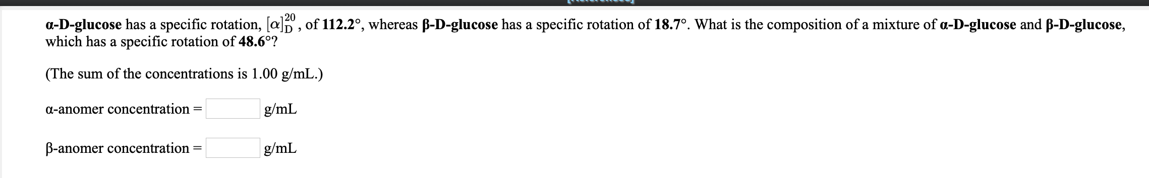 Solved Q-D-glucose has a specific rotation, [a]BO , of | Chegg.com