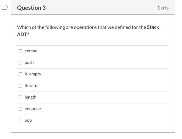 Solved Question 1 1 pts Select all of the true statements | Chegg.com
