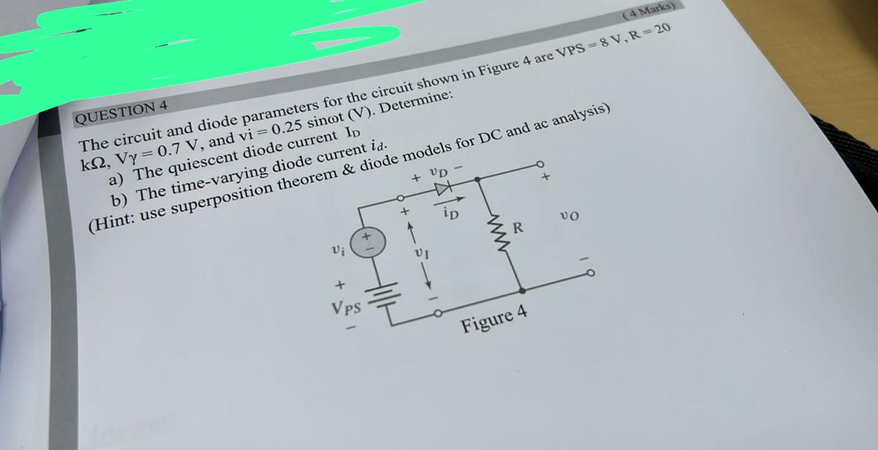 Solved The circuit and diode parameters for the circuit | Chegg.com