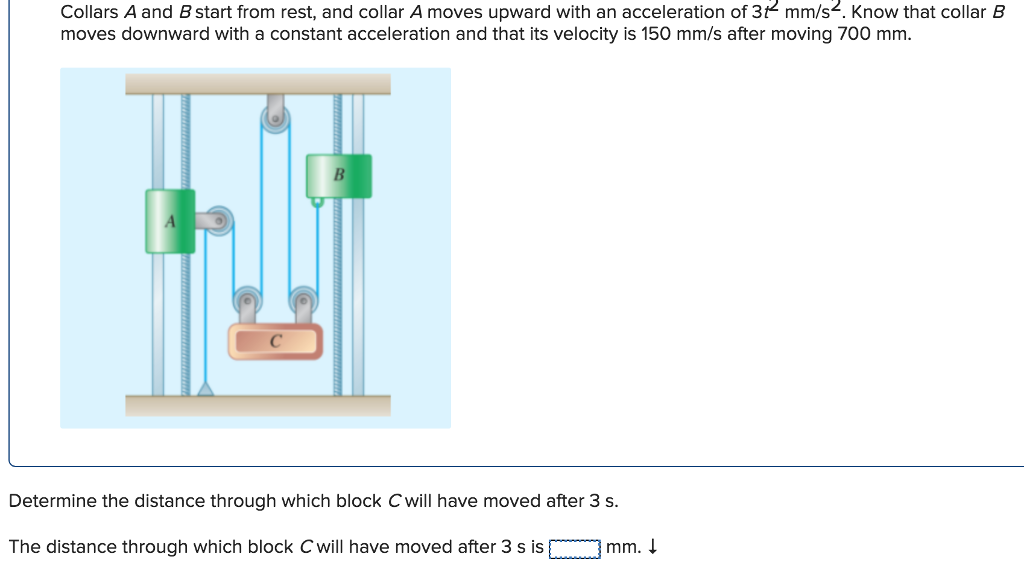 Solved Collars A and B start from rest, and collar A moves | Chegg.com