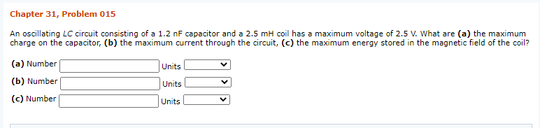 Solved Chapter 31, Problem 015 An oscillating LC circuit | Chegg.com