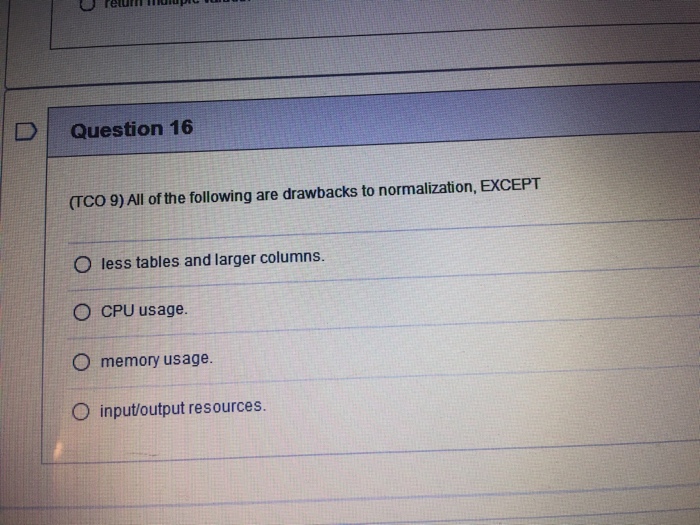 Solved DQuestion 16 (TCO 9) All of the following are | Chegg.com