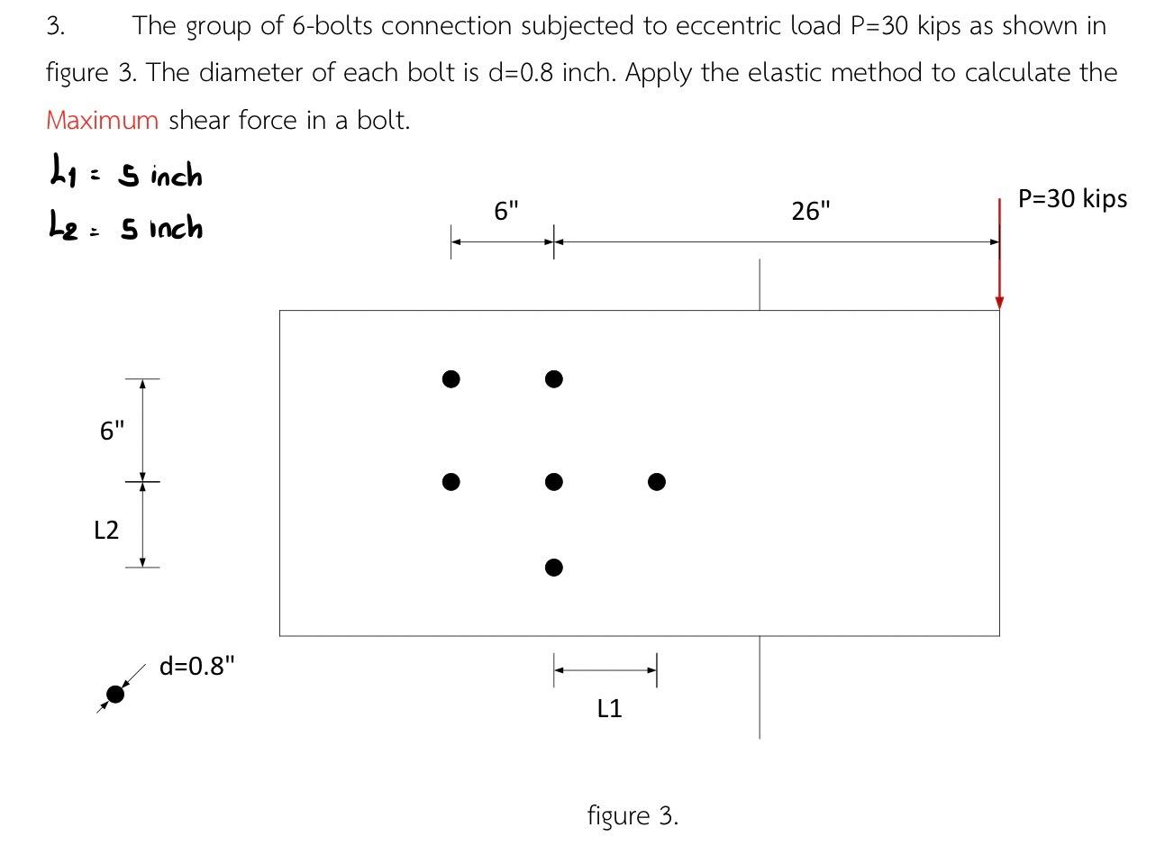 Solved 3. The group of 6-bolts connection subjected to | Chegg.com