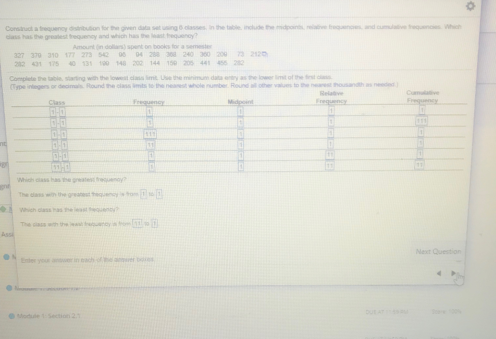 Solved Construct a frequency distribution for the given data | Chegg.com