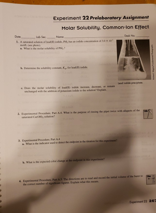 Solved Experiment 22 Prelaboratory Assignment Molar