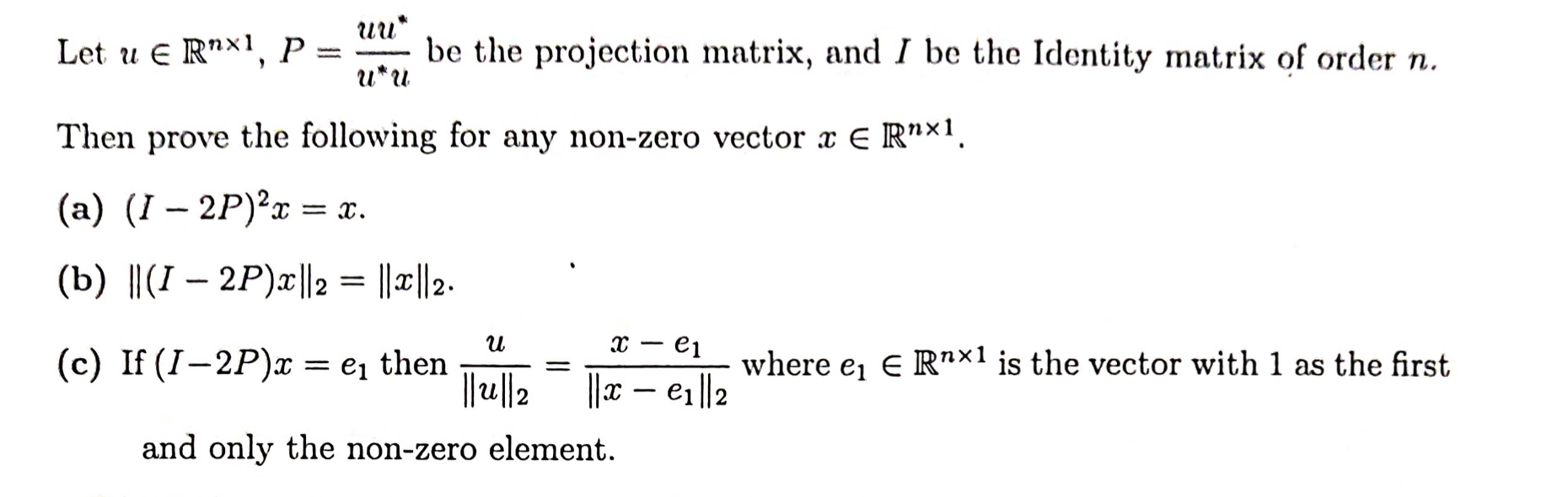 Projection Matrix Formula
