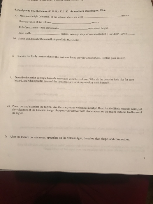 Solved 4. Navigate to Mt. St. Helens (46.1958,- 122.1821) in | Chegg.com