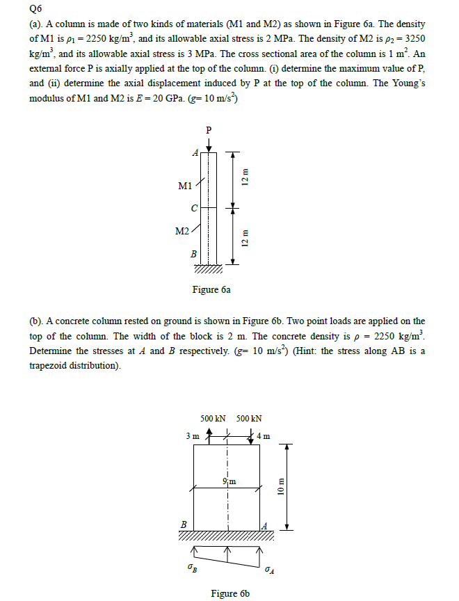 Solved )6 (a). A column is made of two kinds of materials | Chegg.com