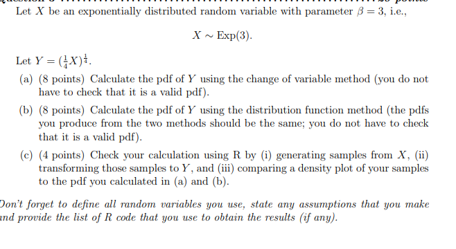 Solved Let X be an exponentially distributed random variable | Chegg.com