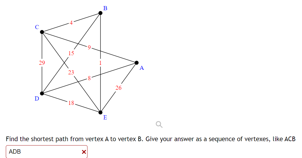 Solved B 15 29 A 23 26 D E Find the shortest path from | Chegg.com