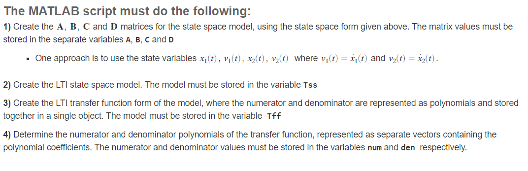 Solved State space and transfer function representations of | Chegg.com