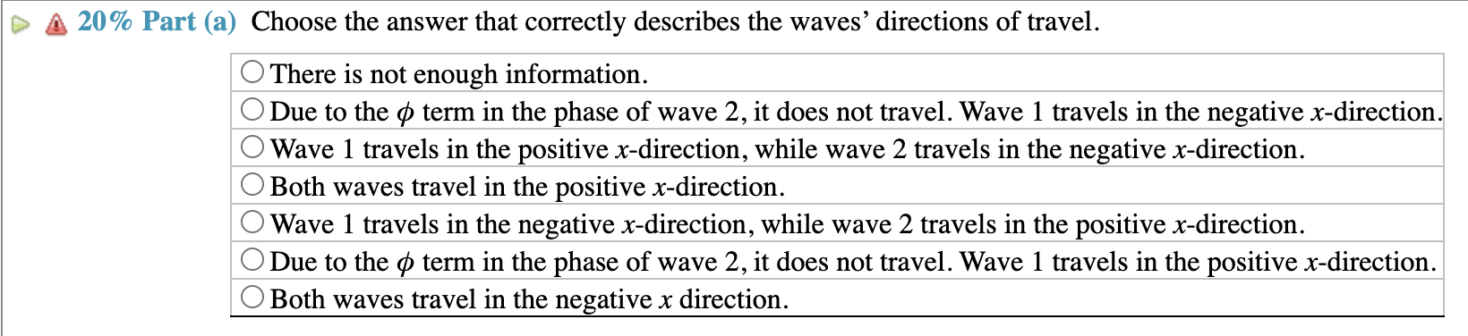 Solved 3\%) Problem 8: Two transverse waves travel along the | Chegg.com