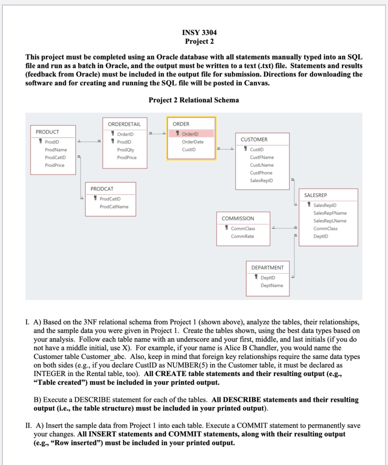 INSY 3304 Project 2 This project must be completed | Chegg.com