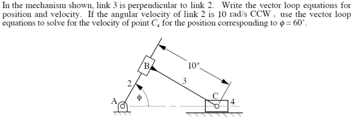 Solved In the mechanism shown, link 3 is perpendicular to | Chegg.com