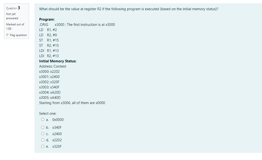 Solved Question 3 What should be the value at register R2 if | Chegg.com