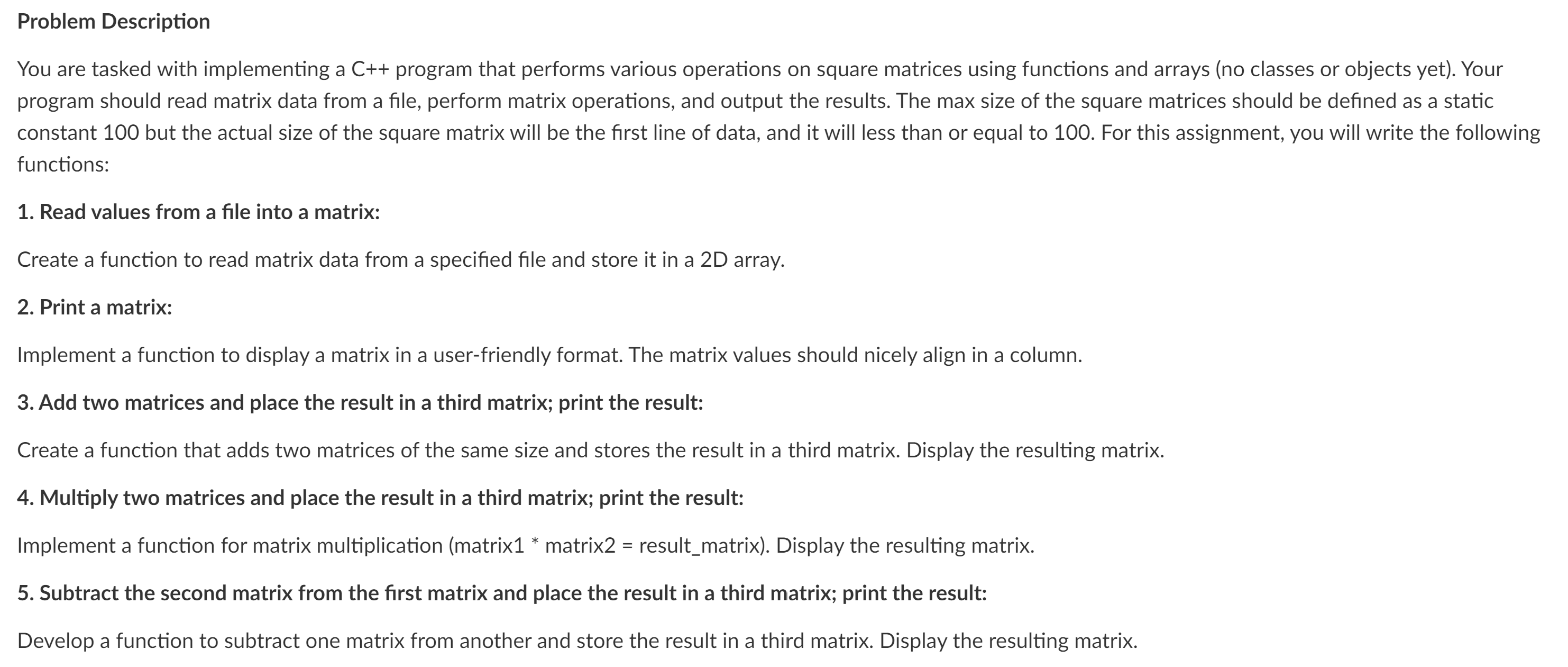 Solved You are tasked with implementing a C++ program that | Chegg.com