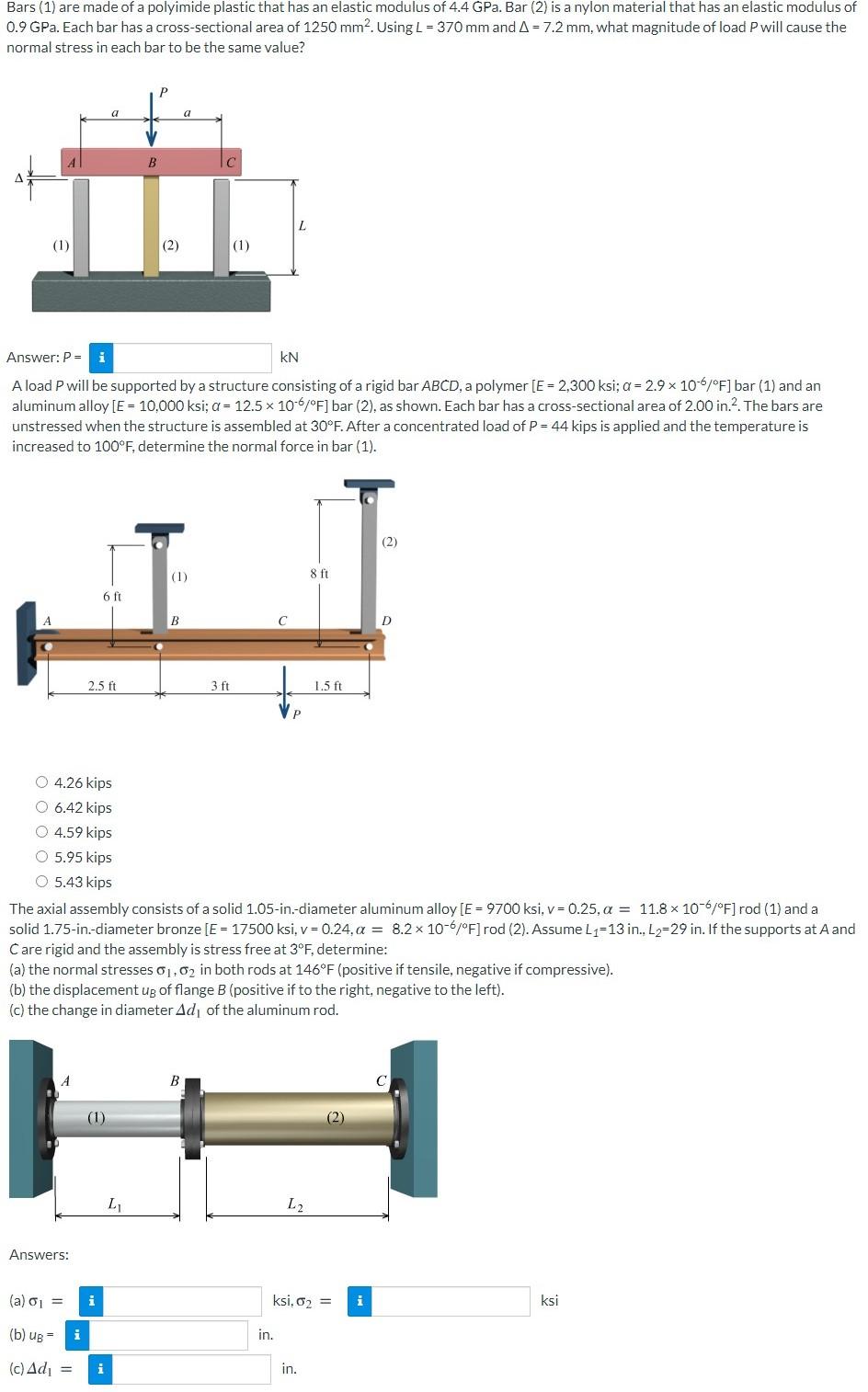 Solved Bars (1) are made of a polyimide plastic that has an | Chegg.com