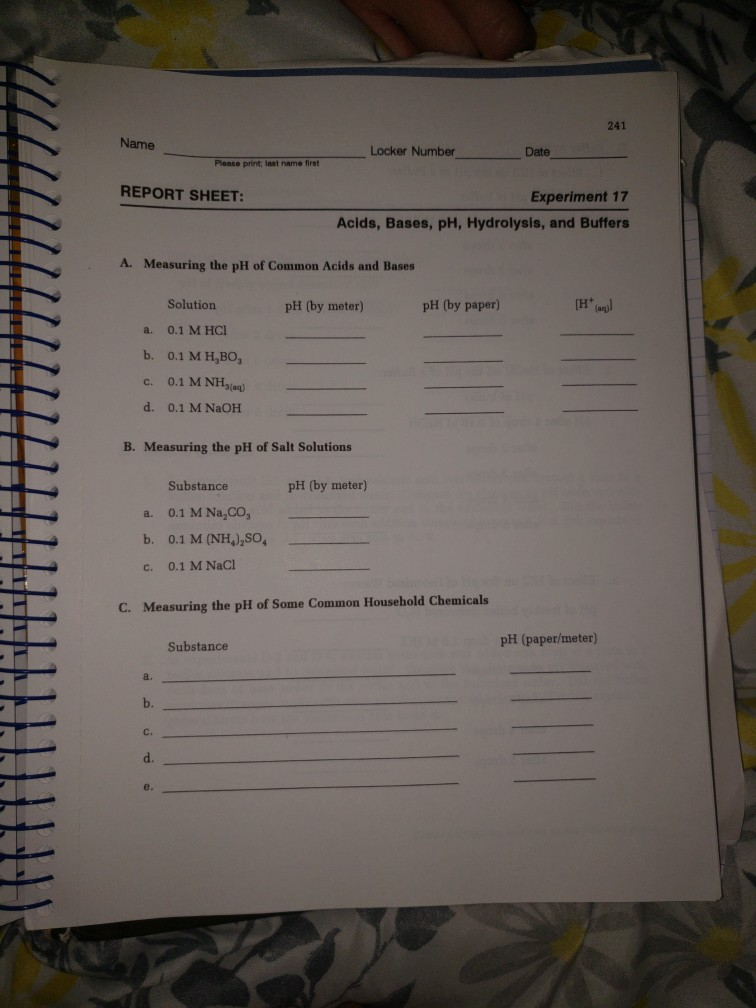 Solved 239 Name Locker Number Date Please print lest name | Chegg.com